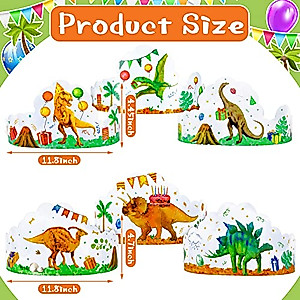 Zhanmai 30 Pcs Dinosaur Party Hats Paper Birthday Party Crowns Dinosaur Paper Hats Theme Party Supplies for Kids Boys Girls, 6 Styles