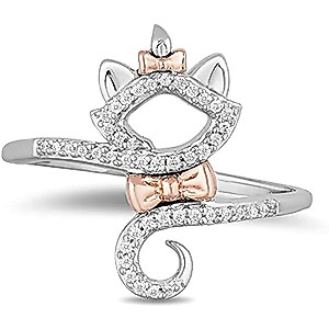 V Touch Round Cut Silmulated Diamond Aristocats Round Shaped Ring for Womens & Girls 14k Two Tone Gold Plated 925 Sterling Silver. (5.5)