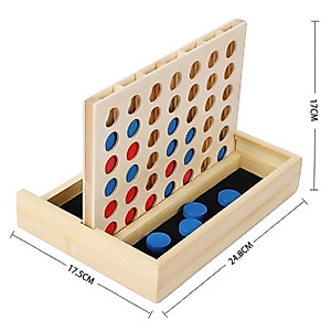 TOWO Wooden 4 in a Row Game - Classic Strategy Game for Adults Children-Connect The 4 Discs of Same Colour in a Row - Travel Games Family Board Games Toys Gift for 6 Years Old Kids Boys Girls Adults