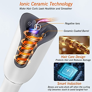 Automatic Hair Curler with 5 Temperature & 13 Curls &10 Timer Settings, 12 Second Fast Heating, Auto Hair Curling Iron Wand with LCD Display & 1" Large Rotating Barrel, Dual Voltage for Travel