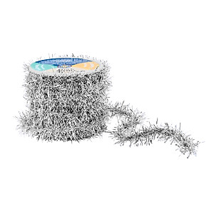 Mandala Crafts Silver Tinsel Garlands Mini Garland Christmas Tree Garland Christmas Silver Garland Decorations - Thin Metallic Foil Glitter Garlands Party Wedding Decor