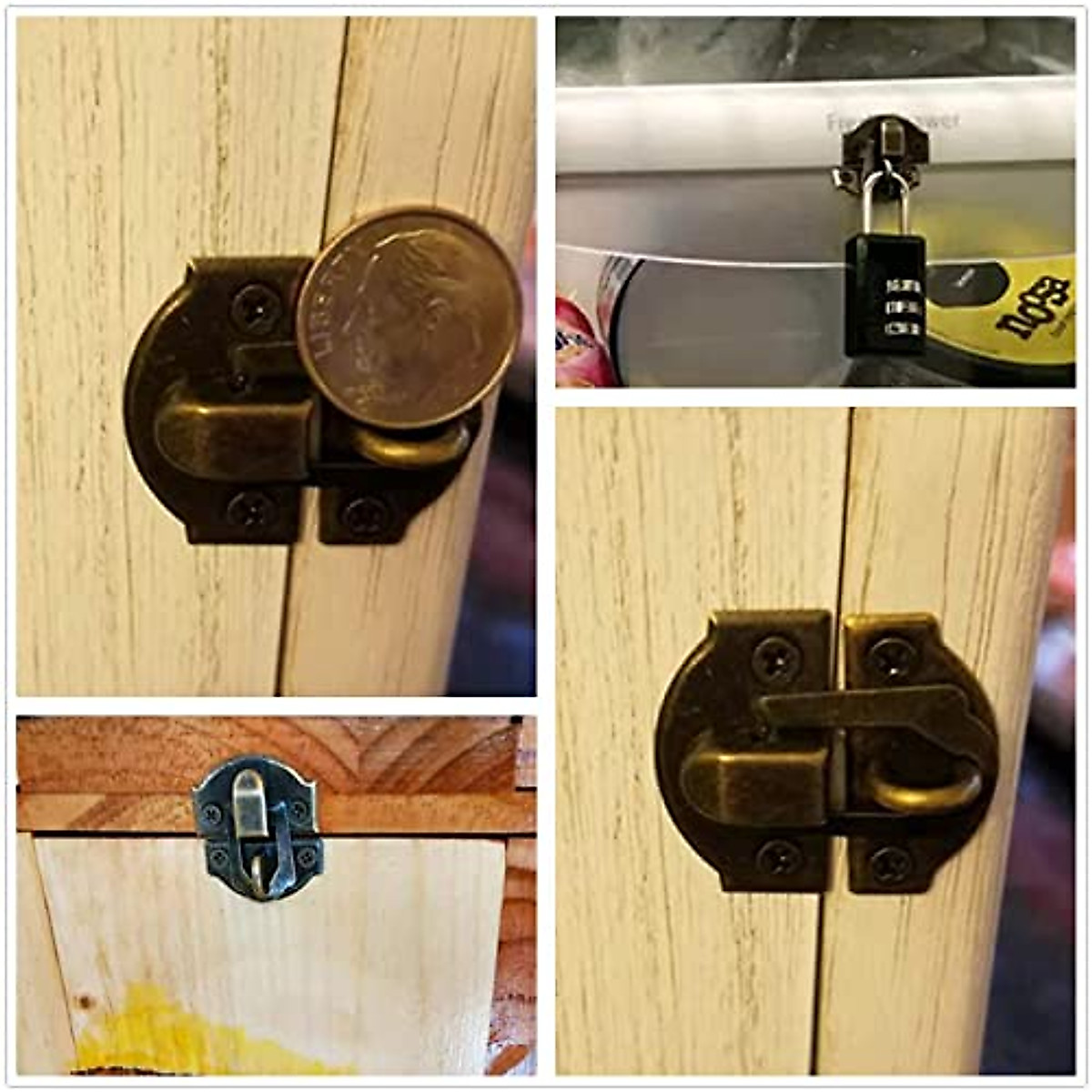 Dophee 12pcs Antique Brass Decorative Hasp Jewelry Wooden Box Hasp Latch Lock with Screws