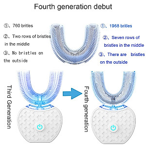 Electric Ultrasonic Toothbrush,360 Automatic Toothbrush,360 Sonic Electric Toothbrush,U Shape Automatic Toothbrush Home Travle use (White) (White)