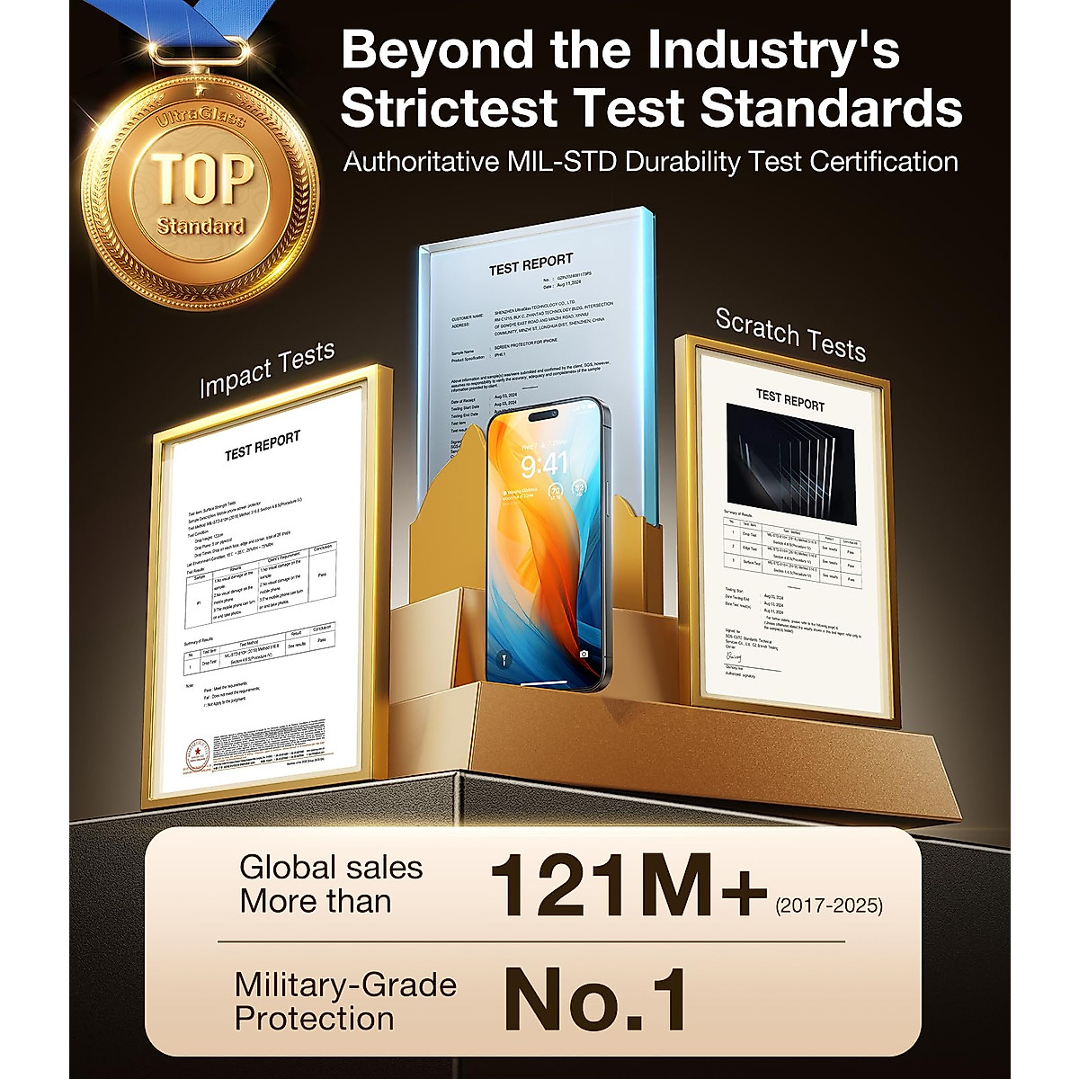 UltraGlass UNBREAK TOP 9H+ Glass for iPhone 16 Pro Max Screen Protector (12FT Military Grade Shatterproof) Screen Protector 16 ProMax Tempered Glass (Longest Durable) Full Edge Coverage 6.9" 2 Pack