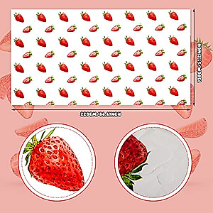 Tegeme Strawberry Tablecloth Birthday Party Decorations Strawberry Tablecovers Plastic Tablecloth for Party Berry First Birthday Baby Shower Decor, 51 x 87 Inch(2 Pieces)