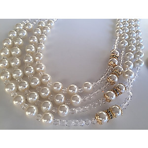 San Joaquin Creations Non-catholic Wedding Lasso Ivory Color Crystal Pearls Gold Plated With Rhinestones Heart/Lazo De Boda No Catolico