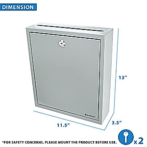 Barska Wall Mount Multi-Purpose Locking Mail Suggestion Drop Box with Key Lock for Home Office Classroom