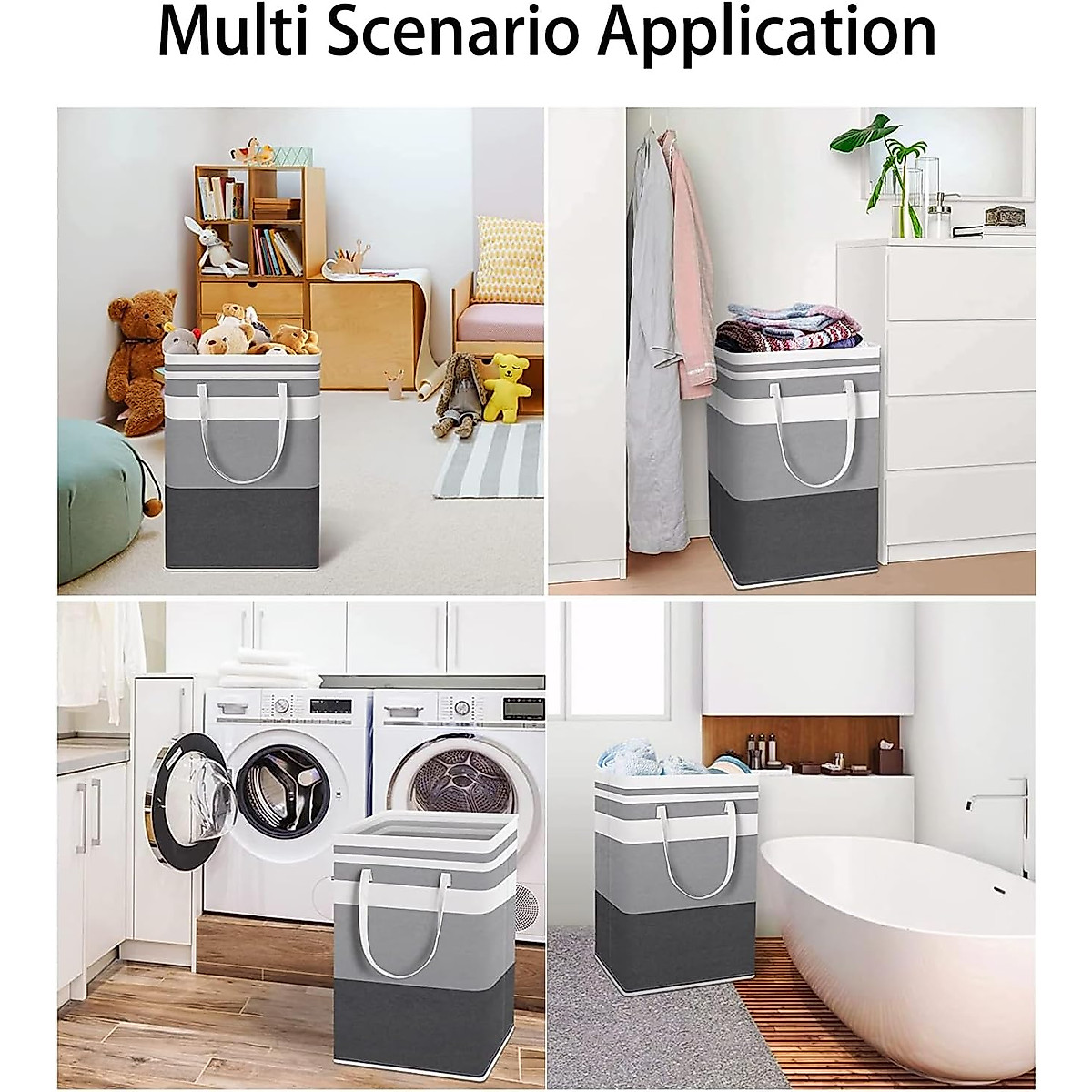 UrbAmerican 1-Pack Large Laundry Basket, Waterproof, Freestanding Laundry Hamper, Collapsible Tall Clothes Hamper with Extended Handles for Clothes Toys in the Dorm and Family