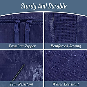 6 Pack Extra Heavy Duty Large Moving Bags with Strong Zipper & Comfortable Handles, Sturdy & Durable Clothes Storage Bags Totes Bins, Blue Packing Moving Boxes for College Supplies, Dark Blue