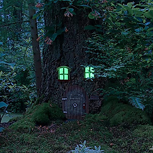 Cornucopia Fairy Garden Door and Windows Set (4-Piece Set); for Trees, Yard Art, Ornaments, and Sculptures