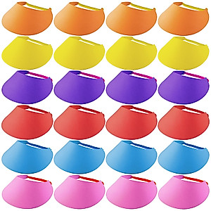 24 Pcs Foam Visor Sun Protection Hat Kids Visor Sun Visor Hat 6 Colors for Golf, Tennis, Beach, Kids' Fun Arts and Crafts Project, Class Field and Camping Trips, Carnival Prize (Classic Colors)