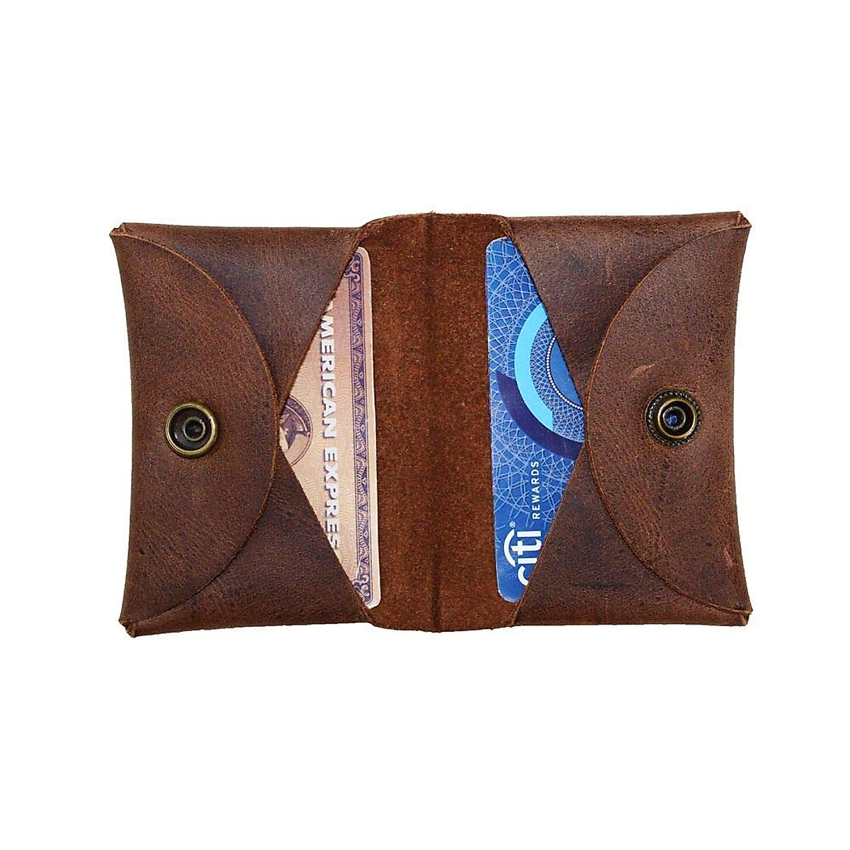 Hide & Drink, Leather Multi Card Holder, Holds Up to 8 Cards/Folded Bills/Pouch/Case/Organizer, Handmade :: Bourbon Brown