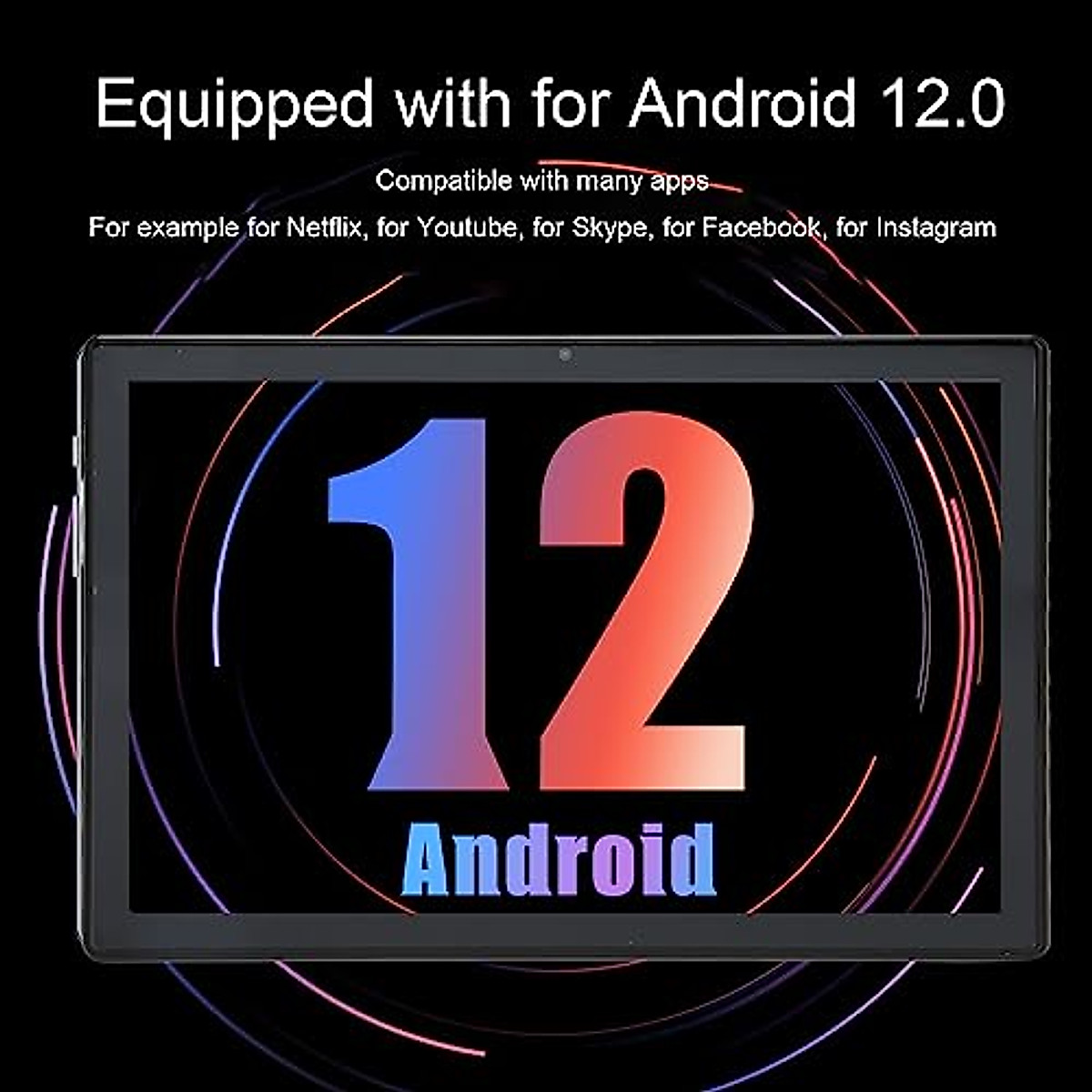 10.1 Inch 2 in 1 Tablet, Tablet Front 5MP Rear 13MP 8GB 256GB 100‑240V Clear Dual Speakers with Keyboard for Android 12 for Entertainment (US Plug)