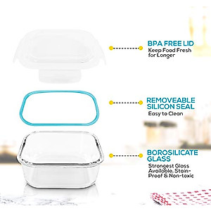 Utopia Kitchen Glass Food Storage Container Set - 18 Pieces (9 Containers and 9 Lids) - Transparent Lids - BPA Free (Blue, 18 Piece Set)
