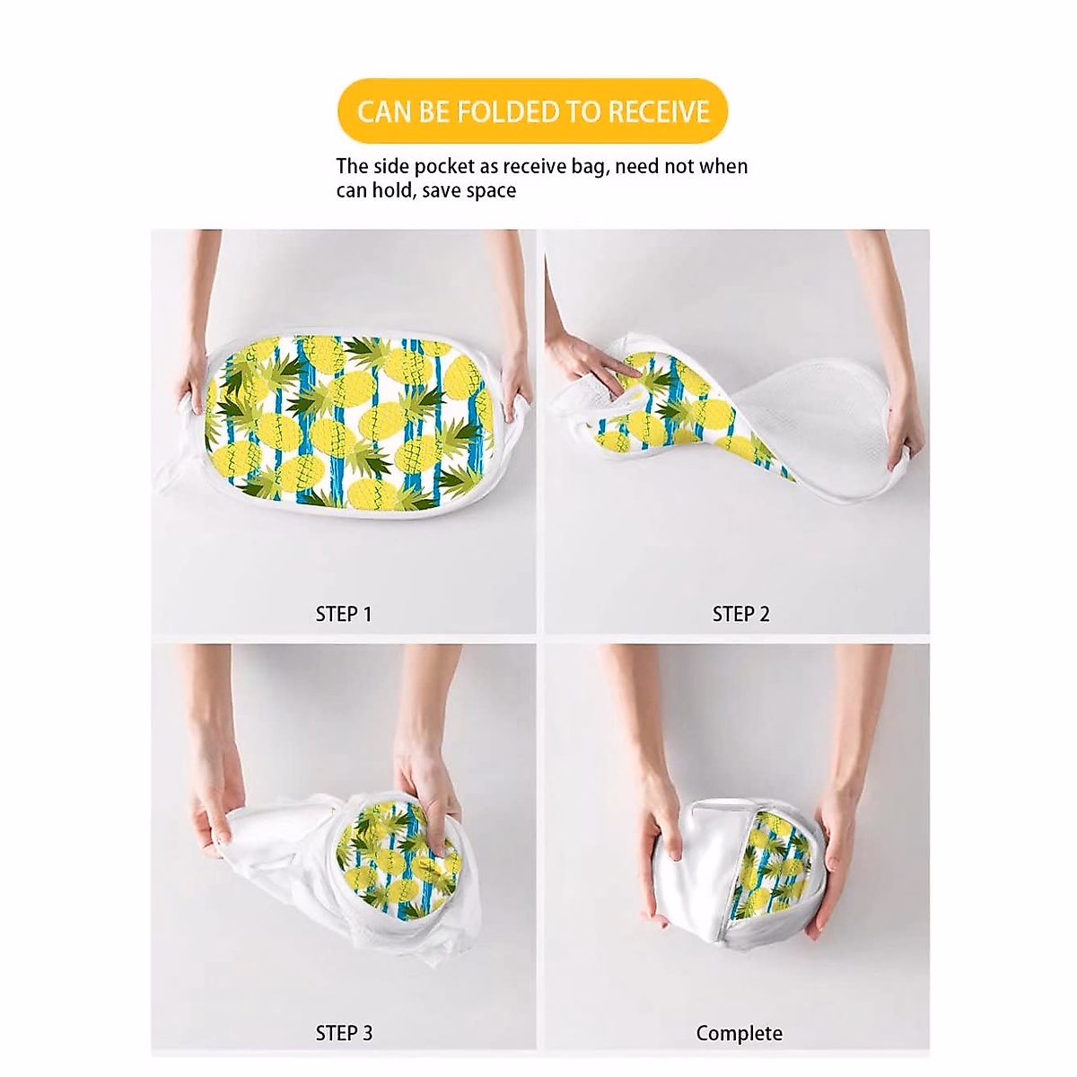 GOSTONG Cute Sloth Laundry Storage Foldable Popup Cloth Hamper with Side Pocket for Bathroom Dormitory Travel