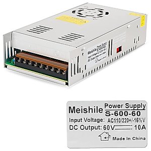 60V 10A 600W DC Switching Power Supply Adapter PSU AC-DC 60Volt Industrial Transformer Converter 0-8/5amps Drive Sensor System Lamp Meter Controller Servos Ultraso Electric Motor Fan SMPS 110V/220V