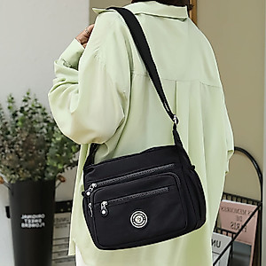 LassZone Women's Shoulder Bags Multi-Pocket Casual Crossbody Bag Handbags Waterproof Nylon Messenger Travel Bags Ladies Tote
