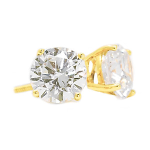 1 Ct. - 4Ct. Moissanite Stud Earrings, Moissanite Diamond Stud Screw Back Earring, 14k Gold Stud Earrings for Women (1.5 Ct [5.9mm *2], 14k Yellow Gold)