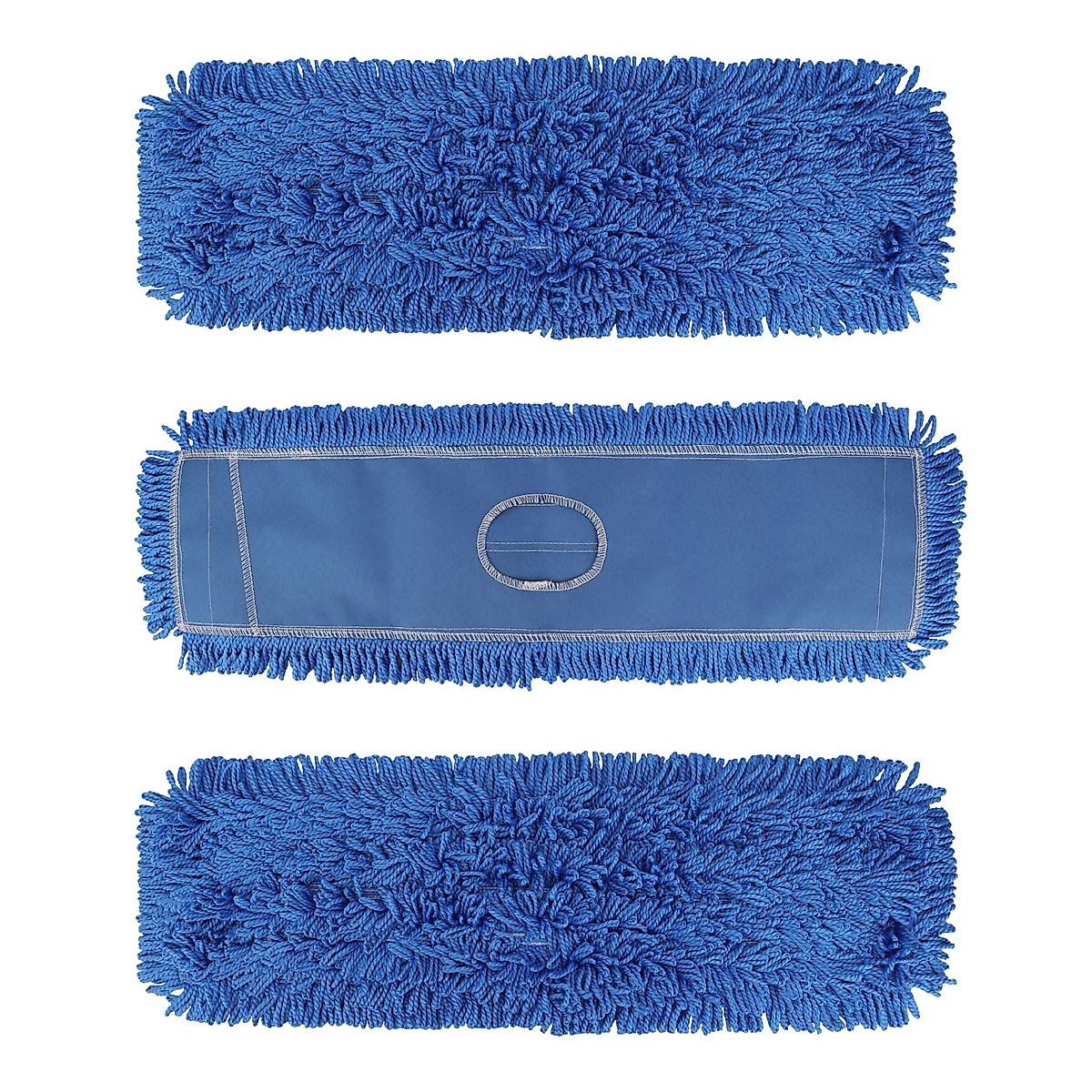 24 Inch Dust Mop Head: Replacement Medium Washable Commercial Mop Head - Sweeper and Janitorial Dust Mop Head Replacement Blue (Blue - 24 Inch, 3 Pack)