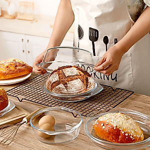 NUTRIUPS Round Glass Casserole Dish Set, Glass Casseroles Cookware with Glass Lid, Glass Casserole Dish With Lid(Set of 3-0.65L+1L+1.4L)