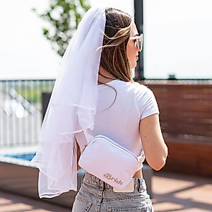 Newlywoo White Nylon Polyester Water Resistant Zipper Waist Pack for Brides