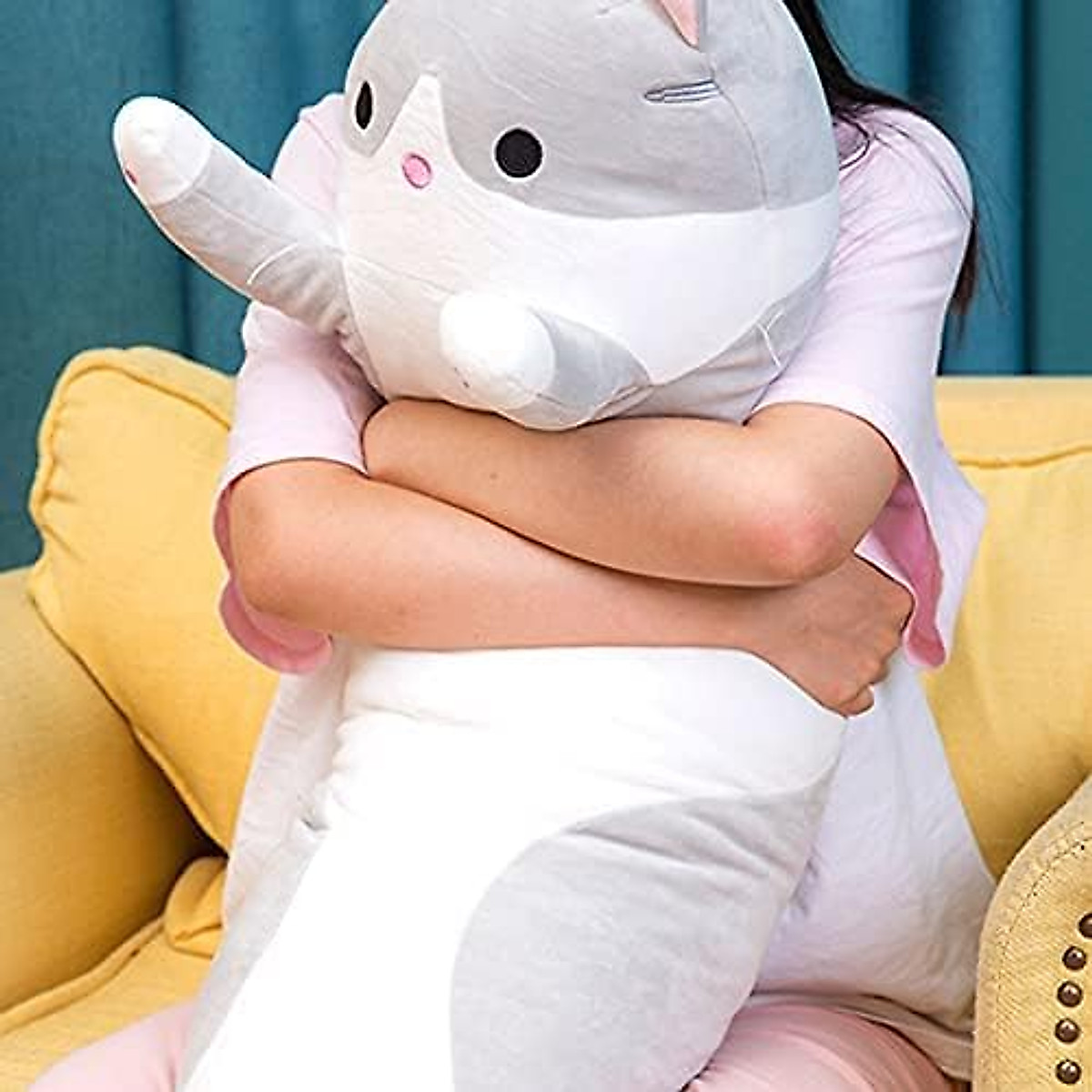 Cat Plush Toy Long Cotton Cute Cat Doll Plush Toy Soft Cotton Stuffed Sleeping Pillow Great Gift for Your Girlfriend or Kids for Over 1 Years Old Kids