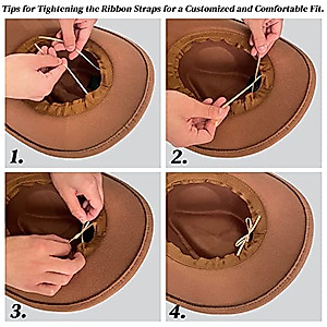 RainFlowwer Cowboy Hat Men, Brown Cowboy Hat for Women, Western Style Hat with Wide Belt Wide Brim