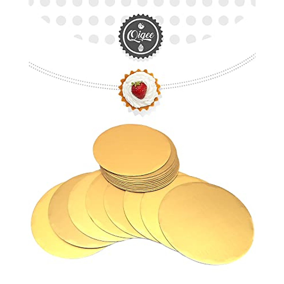 8 Inch Gold Cake Boards Round 40-Packs Circles Rounds Base Food-Grade Cardboard Cake Plate(Thinner But Stronger) qiqee