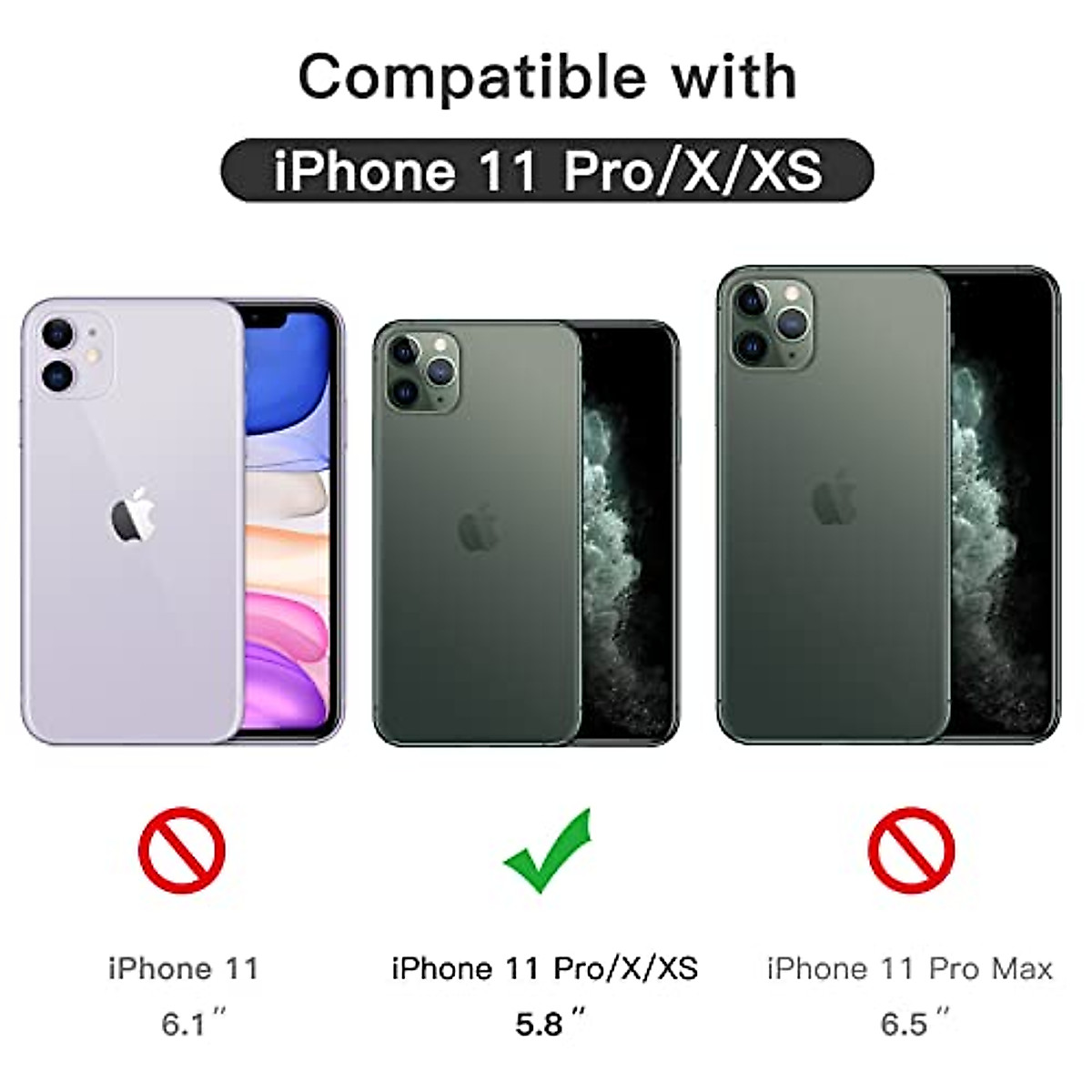 JETech Full Coverage Screen Protector for iPhone 11 Pro/iPhone X/iPhone XS 5.8-Inch, Black Edge Tempered Glass Film with Easy Installation Tool, Case-Friendly, HD Clear, 3-Pack