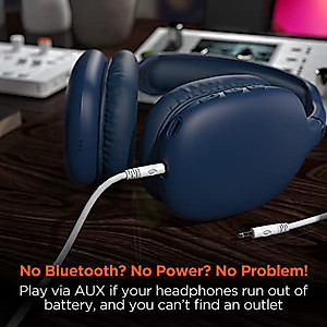 HyperGear Bluetooth Wireless Headphones with Built-in Mic & Controls, Over Ear Noise Isolating Fit Headphones & Memory Foam Ear Cup + Quick paring for Travel, Home Office, Online & More [Blue] 15611