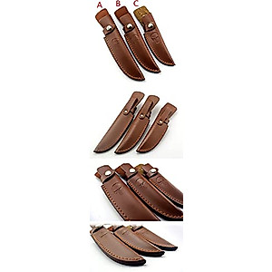 Aibote Fixed Blade Knife Sheath with Belt Loop Hunting Holster Carrying Knives Leather Holder Sheaths Case Scabbard Pouch Bag Pocket EDC Camping Outdoor Tool(B-Medium)