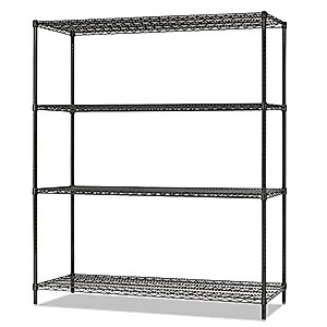 Alera All-Purpose Wire Shelving Starter Kit, Four-Shelf, 60w x 24d x 72h, Black Anthracite Plus