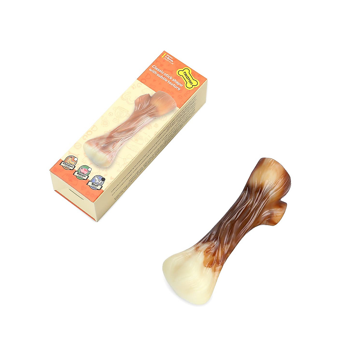 Tikaton I-Bone Durable Dog Chew Toy for Aggressive Chewers, Beef Flavor, Large…