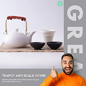 Teapot Handle Holder Cloth Tea Pot Handle Cover Heat- Resistant Non Slip Pot Holder Sleeve Teakettle Handle Sleeve for Home Kicthen (Red)