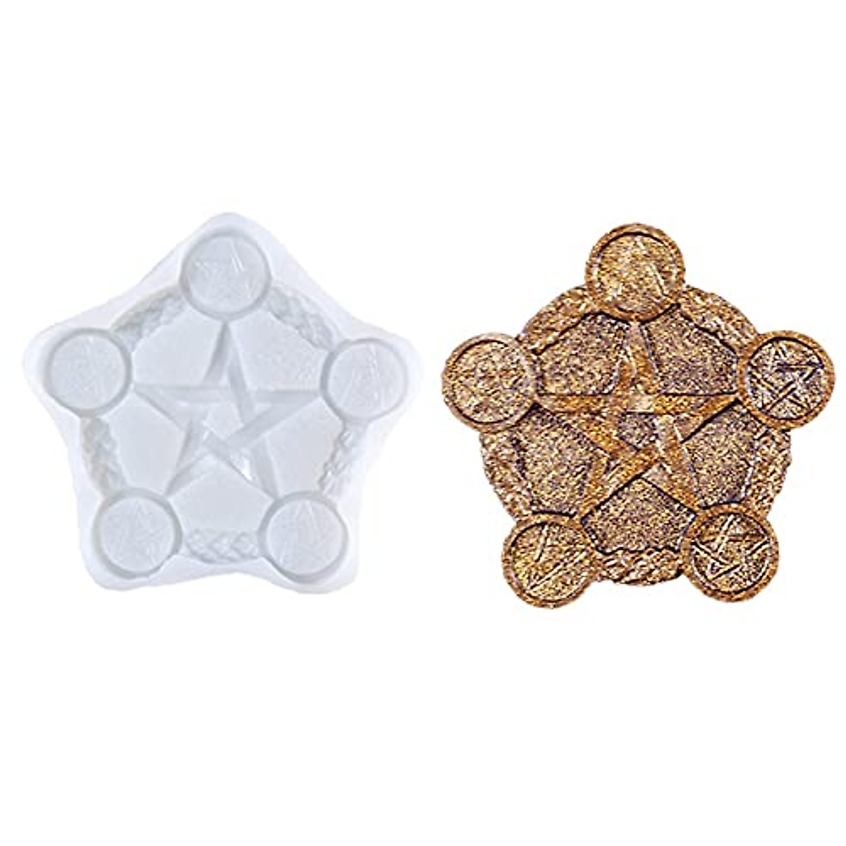 Activane NMSL Pentagram Candle Holder Silicone Mold, Handmade Altar DIY Mold Tea Wax Cup Candle Holder Mould for Divination and Blessing Ceremony Home Table Decor, White