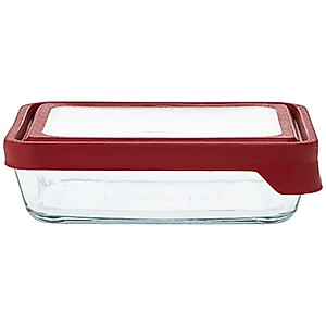 Anchor Hocking TrueSeal Glass Food Storage Container with Lid, Cherry, 6 Cup -
