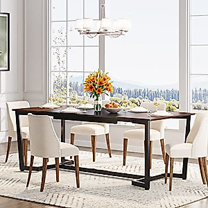 Tribesigns Dining Table for 6, Industrial Kitchen Table Dining Room Table, 71 inch Rectangular Dining Table for Kitchen Home Furniture, Metal Frame, Rustic Brown & Black