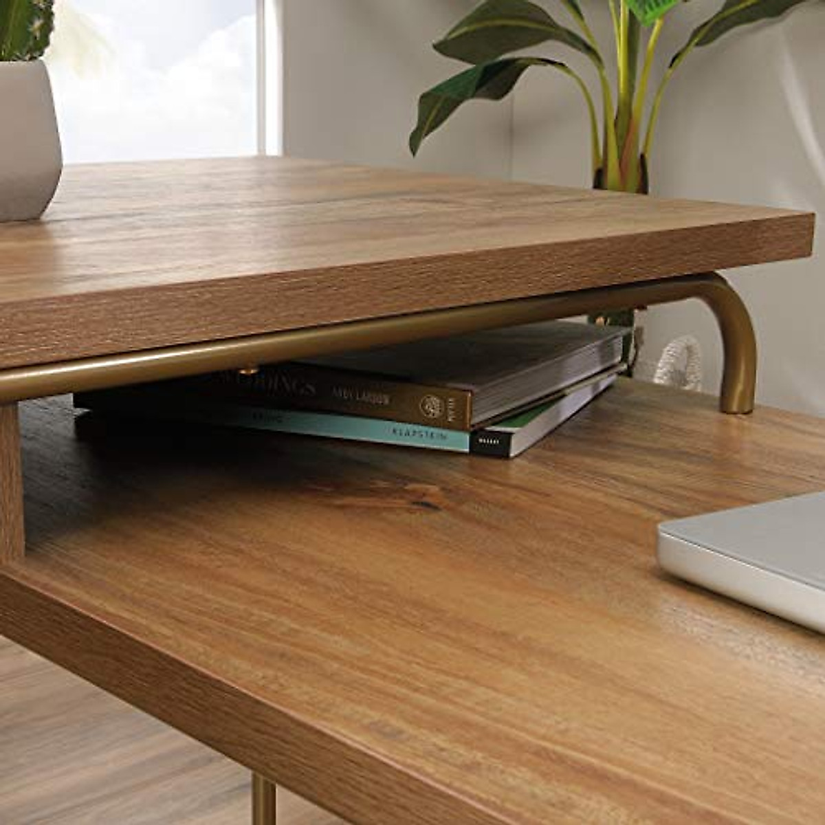 Sauder Coral Cape L-Desk, L: 60.55" x W: 59.09" x H: 30.08", Sindoori Mango Finish