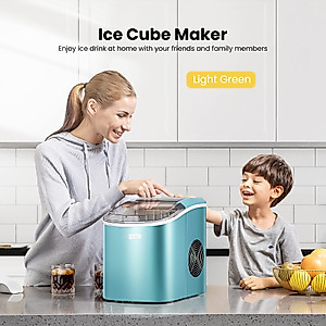 VIVOHOME Electric Portable Compact Countertop Automatic Ice Cube Maker Machine with Hand Scoop 10 Ice Bags and Self Cleaning Function 27lbs/Day Light Green
