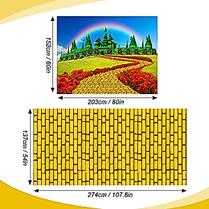 Road Runner Yellow Brick Road Runner and Emerald Castle Backdrop Party Decorations Yellow Brick Road Backdrop Floral Rainbow Photography Background Princess Decorations Party Supplies for Baby Shower