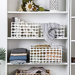 Motifeur Handmade Paper Rope Woven Baskets, Twisted Lined Utility Storage Organizers (Set of 3, Large: 15.7"x11.8"x8.1", Medium: 13.8"x9.8"x7.3", Small: 11.8"x7.9"x6.1", White)