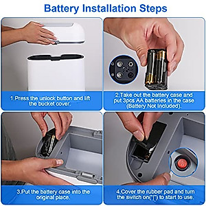 TeqHome Touchless Trash Can, Smart Bathroom Garbage Can W/Automatic Lid, 4.6 Gal Modern Motion Sensor Trash Bin, Butterfly Slide Away Lid, 5-Sec Disassembly&Assembly, for Kitchen Office Toilet Bedroom