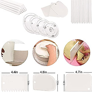 Atiiva Cake Separator Plates and Pillars Set- 4 Pieces Cake Separator Plates with 20 Pieces Transparent Cake Sticks Support Rods- Exquisite Round Layered Cake Combo Set