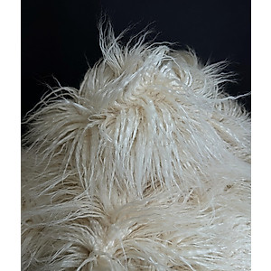 Fabric Empire 2.3oz Faux Curly Yak Fur Fabric 3.5" Long Pile Japanese Yarn / 58" Wide/Sold by The Continuous Yard (Latte Cream)