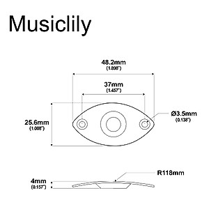 Musiclily 1/4" Oval Guitar Input Jack Output Jack Plate Socket for Strat Tele Style Electric Guitar Replacement Parts, Black