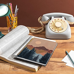 Lacosu Abstract Boho Sun Mountain Spiral Notebook,Laminated Hard Cover,College Ruled 5.5×8.3 Inches，Office College Supply,Journal Notebooks for Journaling Writing Work Office College,Boho Gifts