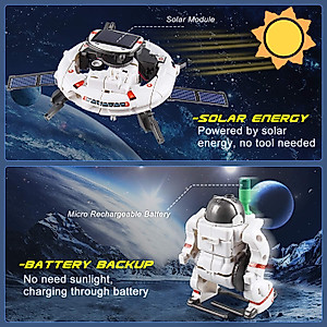 Solar Robot Kit for Kids Age 8-12, STEM Building Toys,6-in-1 Build Your Own Robot with Solar Panel & Battery Power, Science Educational Christmas Birthday Idea Gifts for Boy Age 8 9 10 11 12