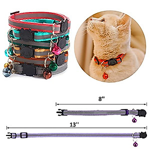 Flymind 18Pcs Reflective Cat ID Collars with Bell Adjustable 19-32cm, Soft Nylon Adjustable Breakaway Identification Collars for Puppy Kittens