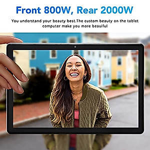 AMONIDA 10.1in Smart Phone Tablet, 5GWiFi 100‑240V Tablet PC Support Offline GPS 8GB RAM 128GB ROM for Travel for Office (US Plug)