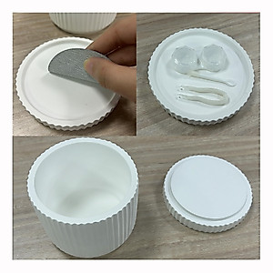 KUMGROT Bathroom Accessory Cotton Ball Holder Diatomaceous Earth Swab Dispenser Absorbent Qtip Holder Restroom Organizers Cotton Round Pads Storage, 360ml (White)